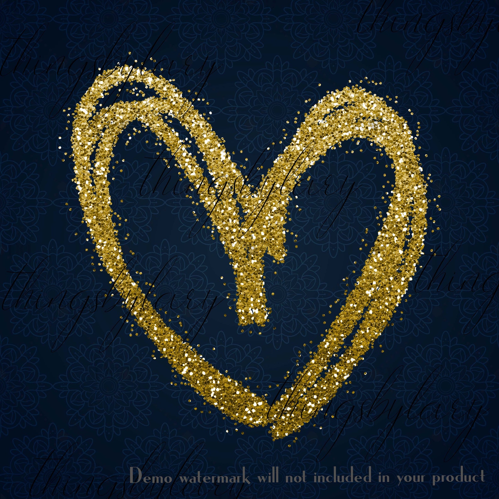 30 Gold Glitter Hand Drawn Heart Clip Arts 300 Dpi Instant Download ...