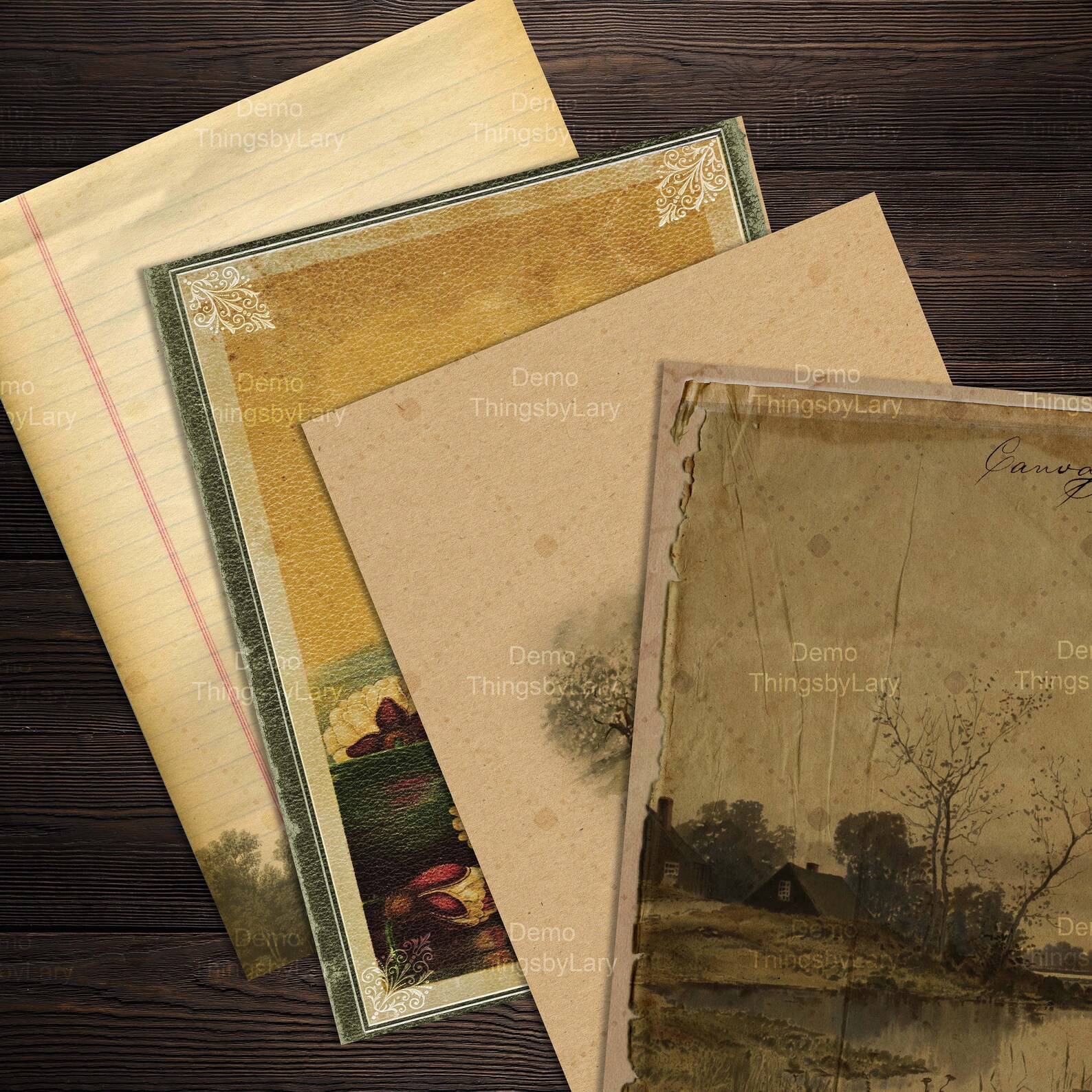 16 Vintage Landscape Travel Postcard Nature Digital Papers 8.5x11" 300 ...
