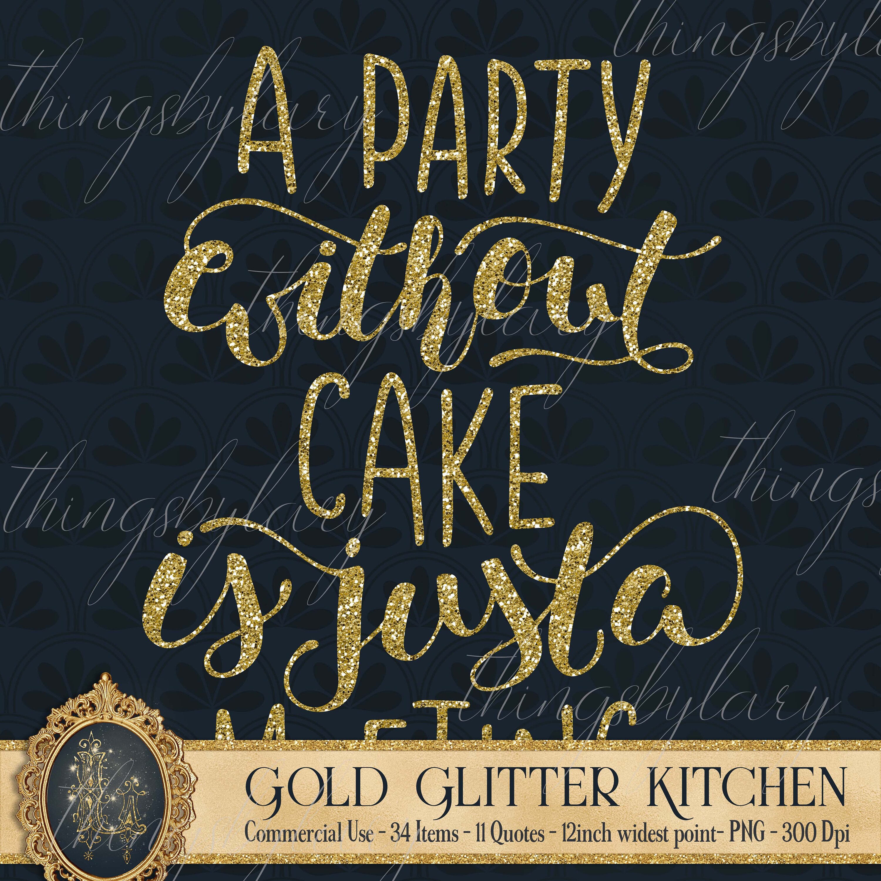 Gold Glitter Kitchen Sets, Instant Download, Commercial Use, Glitter ...