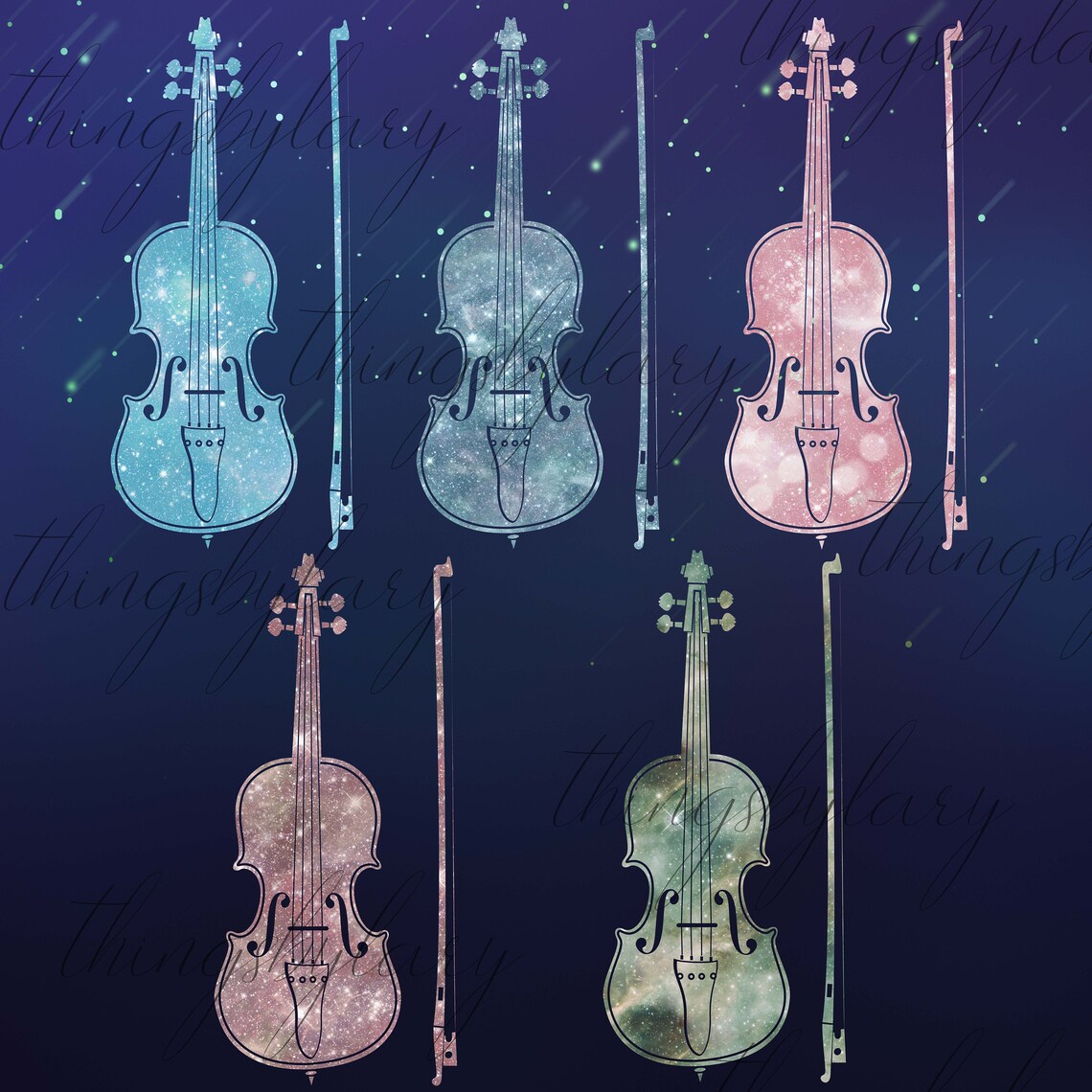 20 Galaxy Violin Clipart Music Clip Artsfairy Violininstant - Etsy