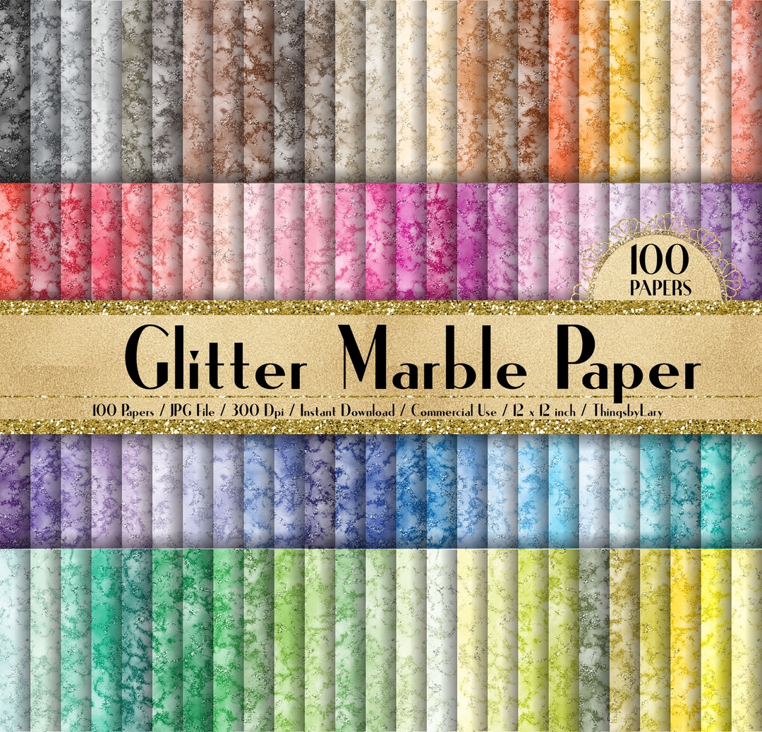 100 Glitter Marble Paper in 12inch,300 Dpi Planner Paper,scrapbook ...