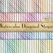 100 Watercolor Diagonal Stripes Paper 03 in 12" X 12", 300 Dpi Planner ...