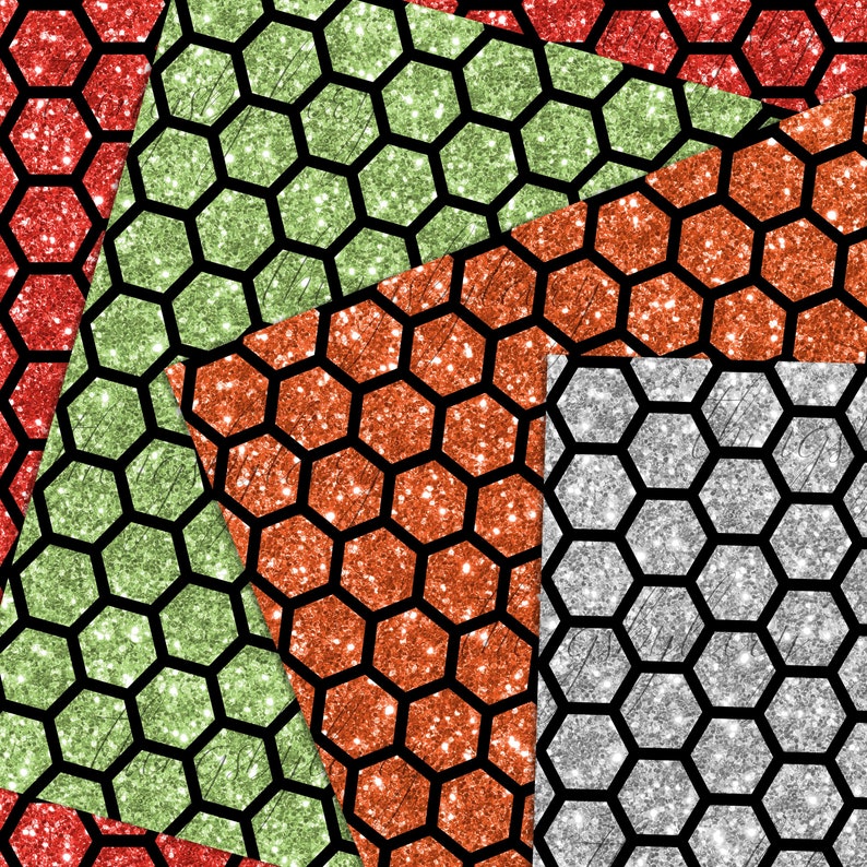 100 Seamless Glitter and Black Honeycomb Digital Papers - Etsy