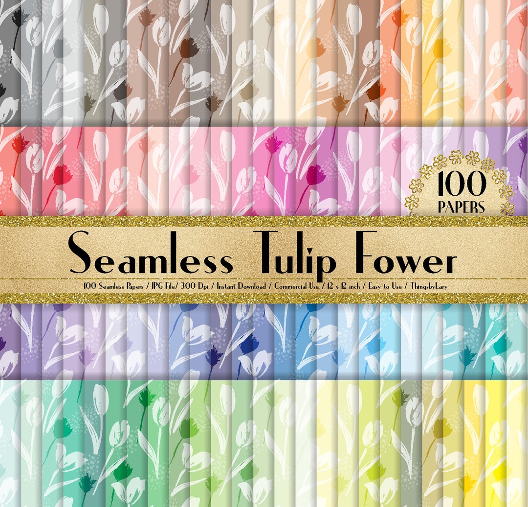 100 Seamless Tulip Flower Papers in 12 Inch, 300 Dpi Planner Paper ...