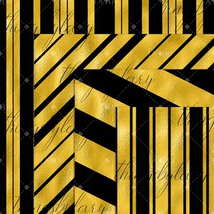 16 Black and Gold Seamless Striped Pattern Digital Papers 12 Inch 300 ...