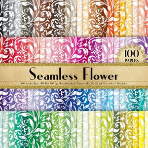 100 Seamless Flower Papers in 12" X 12", 300 Dpi Planner Paper ...