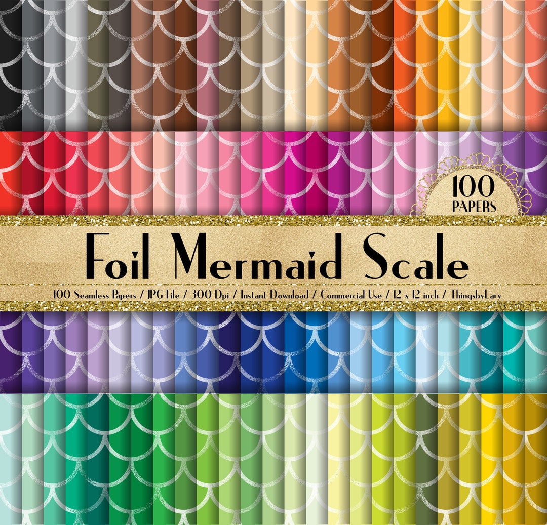 100 Seamless Foil Mermaid Scale Papers 12 Inch 300 Dpi Instant Download ...