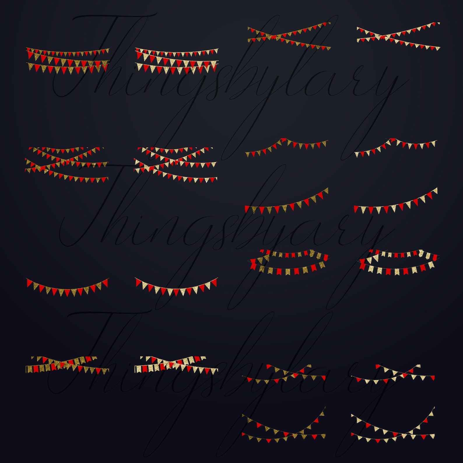 34 Red and Gold Glitter Party Garland Overlay Digital Images - Etsy