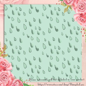 100 Seamless Watercolor Raining Papers 12 Inch 300 Dpi Commercial Use ...