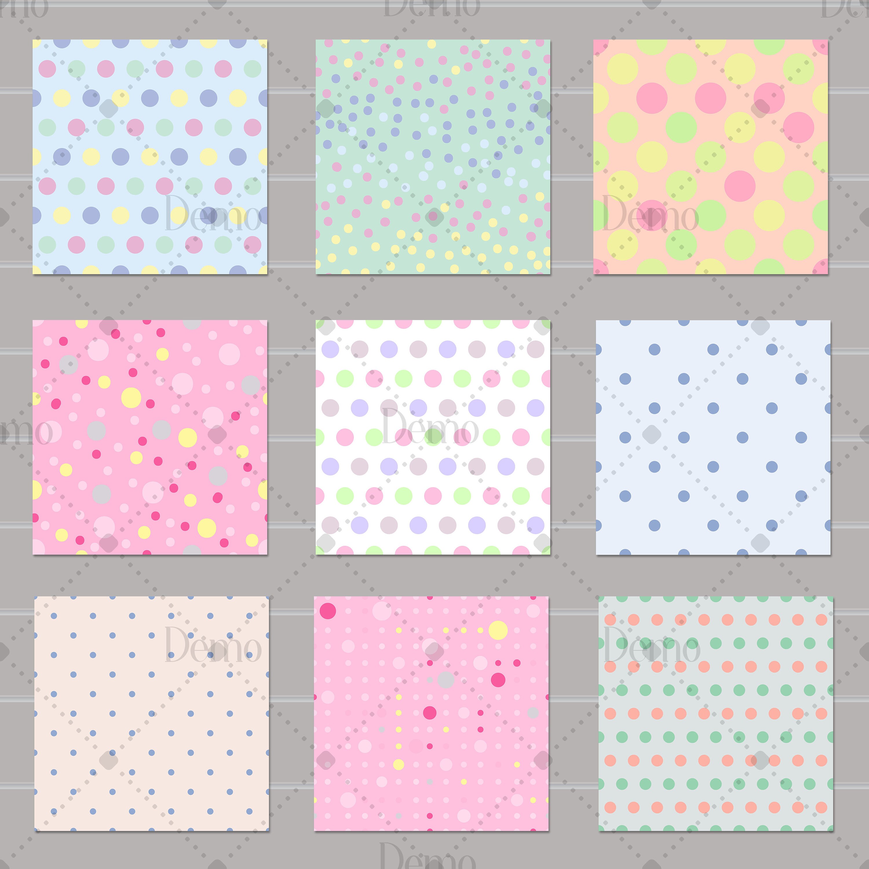 18 Seamless Pastel Polka Dot Digital Papers 12inch 300 Dpi Commercial ...