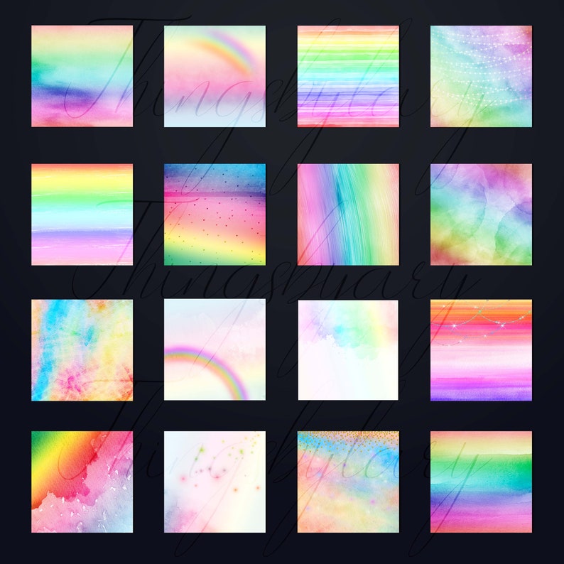 16 Rainbow Watercolor Digital Papers 12x12 300 Dpi - Etsy