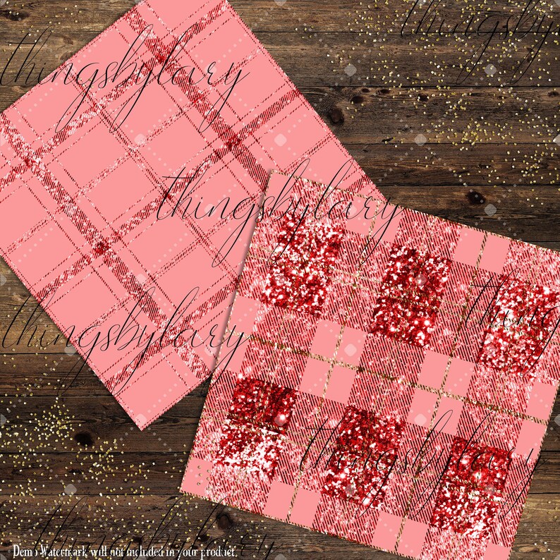 16 Luxury Gold and Red Glitter Plaid Tartan Digital Paper Pack - Etsy