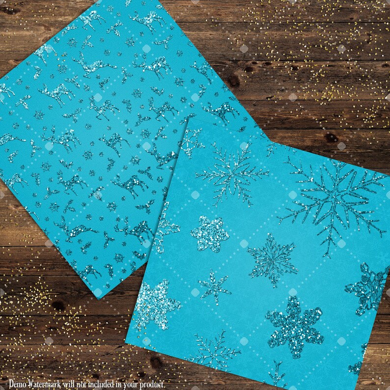 16 Blue Glitter Christmas Digital Papers 12 300 Dpi | Etsy