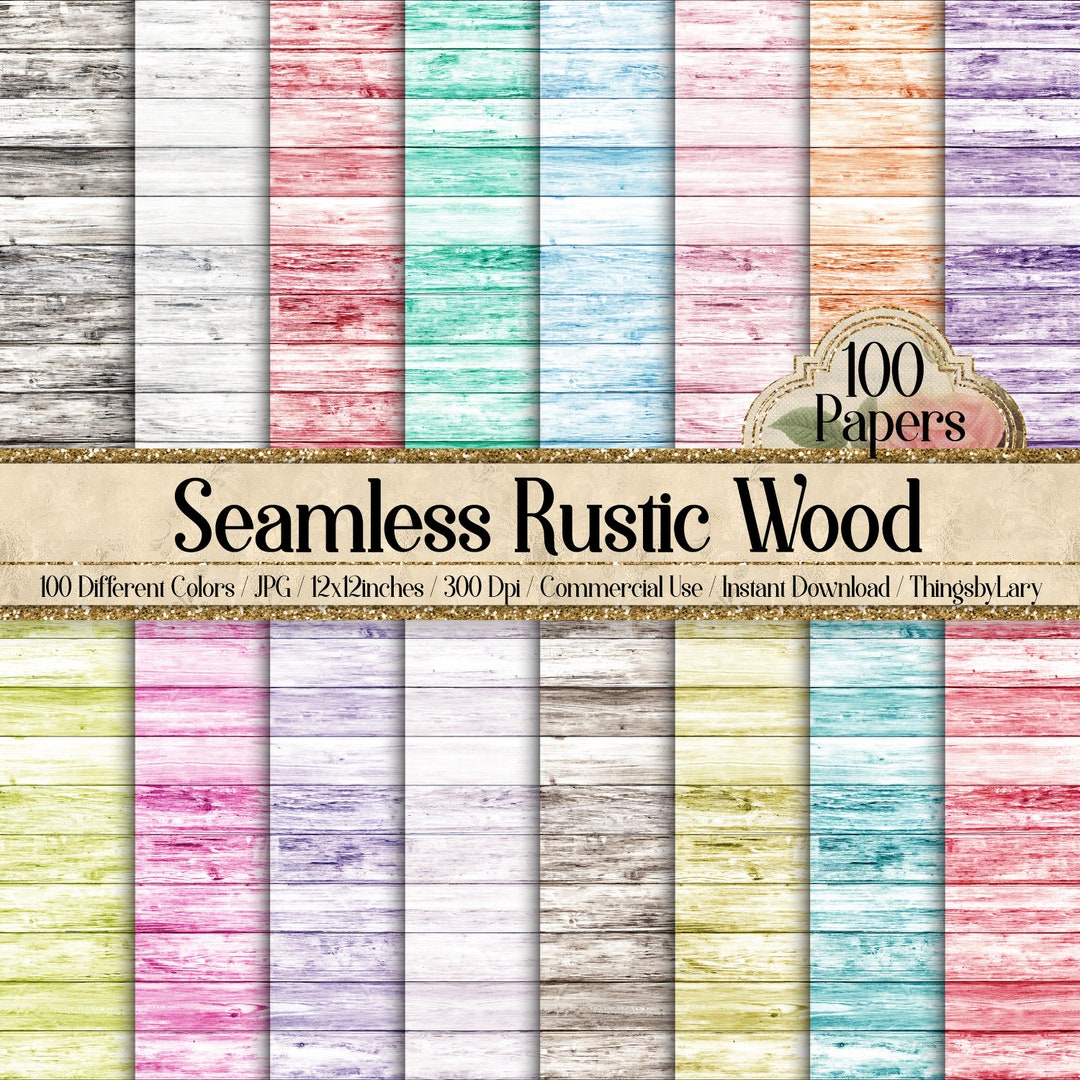 100 Seamless Rustic Wood Digital Papers Commercial Use Deteriorated ...