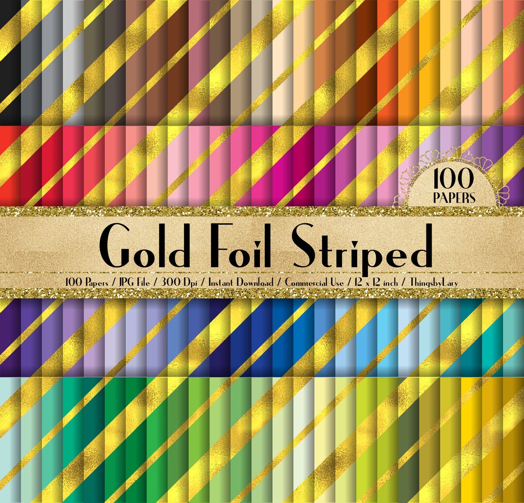 100 Seamless Gold Foil Striped Papers 12 Inch 300 Dpi Instant Download ...