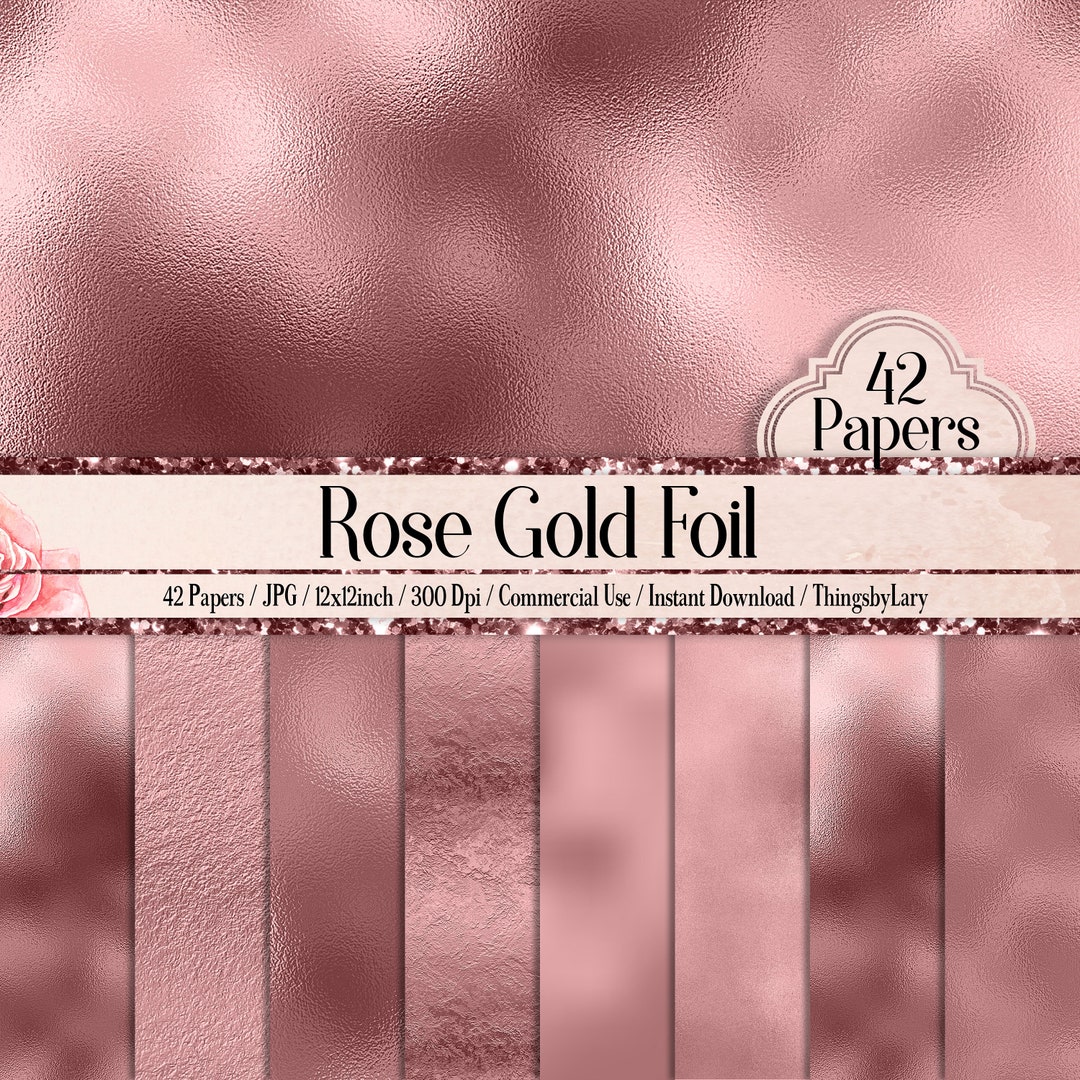 42 Rose Gold Foil Papers 12 Inch, 300 Dpi Planner Paper, Commercial Use ...
