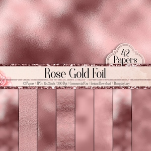 42 Rose Gold Foil Papers 12 Inch, 300 Dpi Planner Paper, Commercial Use ...