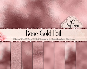 42 Rose Gold Glitter Papers 12 Inch 300 Dpi Planner Paper | Etsy