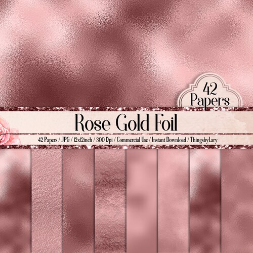 42 Rose Gold Metallic Papers 12 Inch 300 Dpi Planner Paper - Etsy