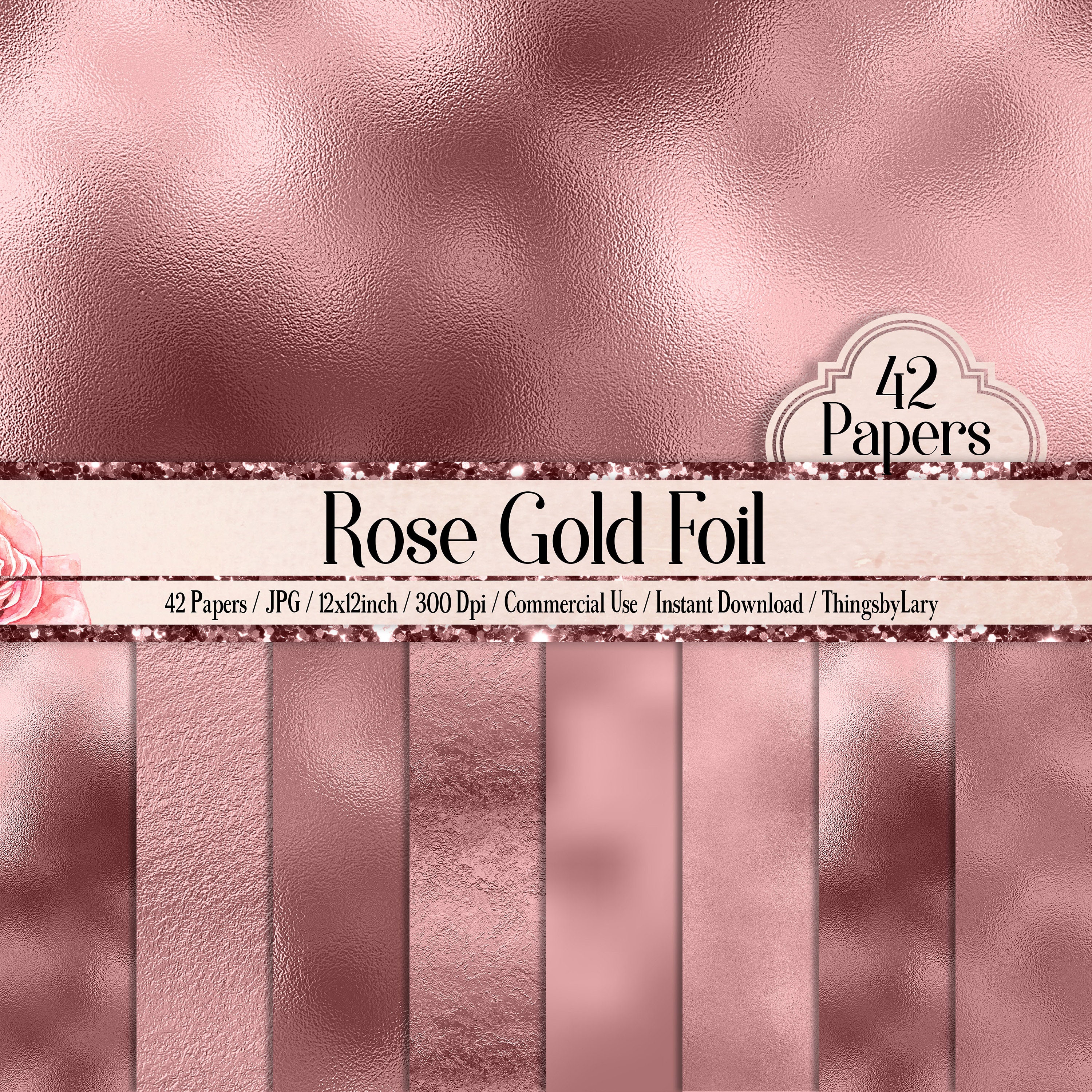 42 Rose Gold Foil Papers 12 Inch 300 Dpi Planner Paper | Etsy
