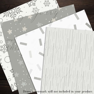 16 Seamless Silver Neutral Christmas Digital Papers 12" 300 Dpi Instant ...