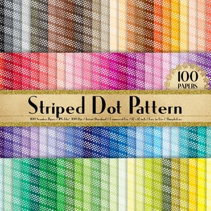 100 Seamless Striped Dot Papers in 12" X 12", 300 Dpi Planner Paper ...