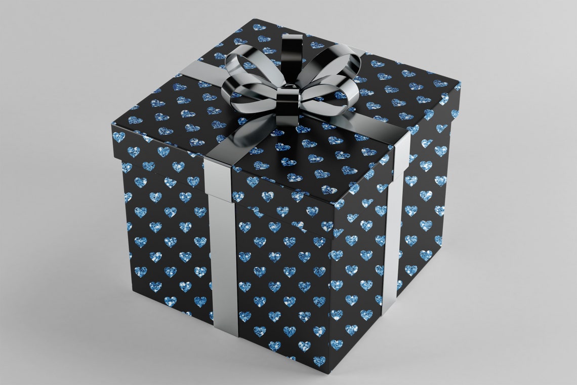 100 Seamless Black and Glitter Heart Pattern Digital Papers | Etsy