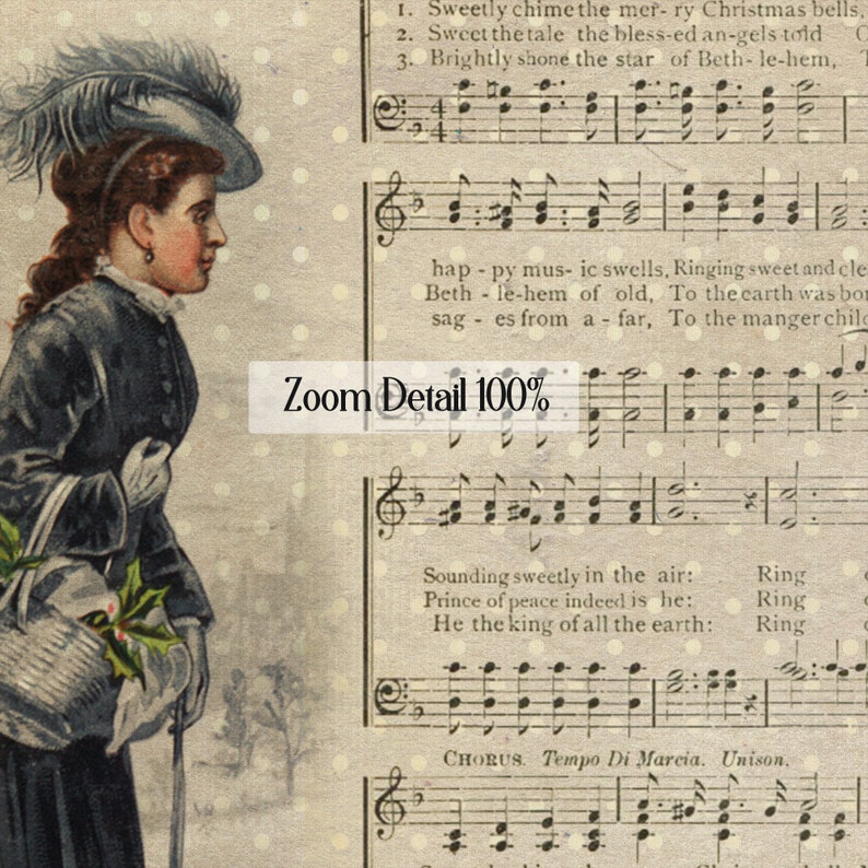 16 Vintage Christmas Music Sheet Digital Papers 12x12" Christian Hymns ...