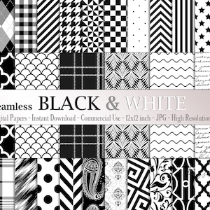 30 Seamless Black & White Basic Common Home Decor Prints Patterns ...