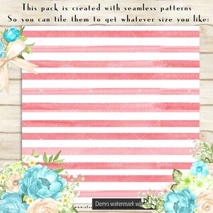 100 Seamless Watercolor Striped Papers in 12" X 12", 300 Dpi Planner ...