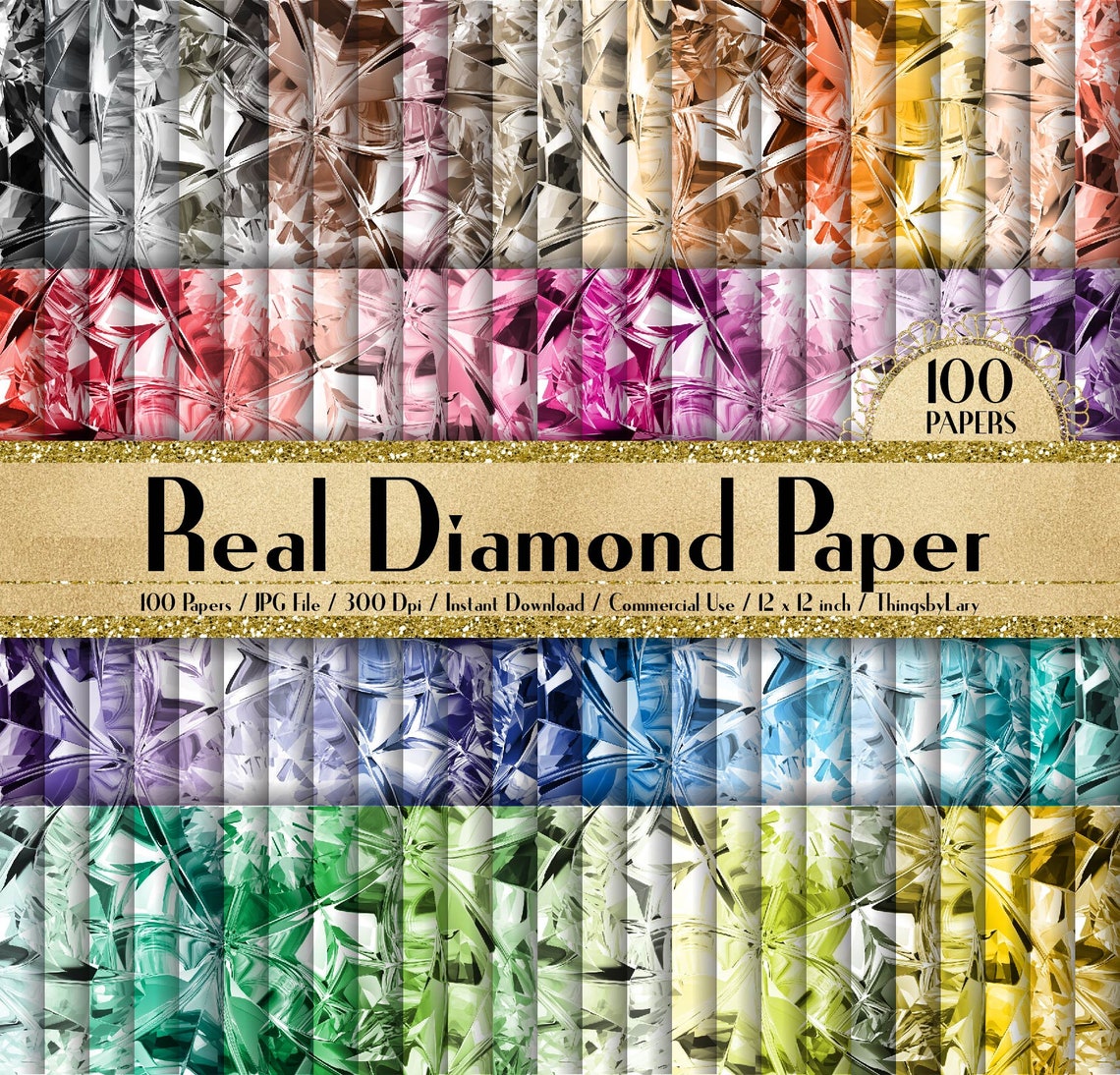 100 Real Diamond Texture Papers 12inch, 300 Dpi Planner Paper ...