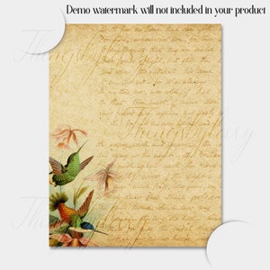 16 Antique Humming Birds Digital Papers 8.5x11 300 Dpi Commercial Use ...