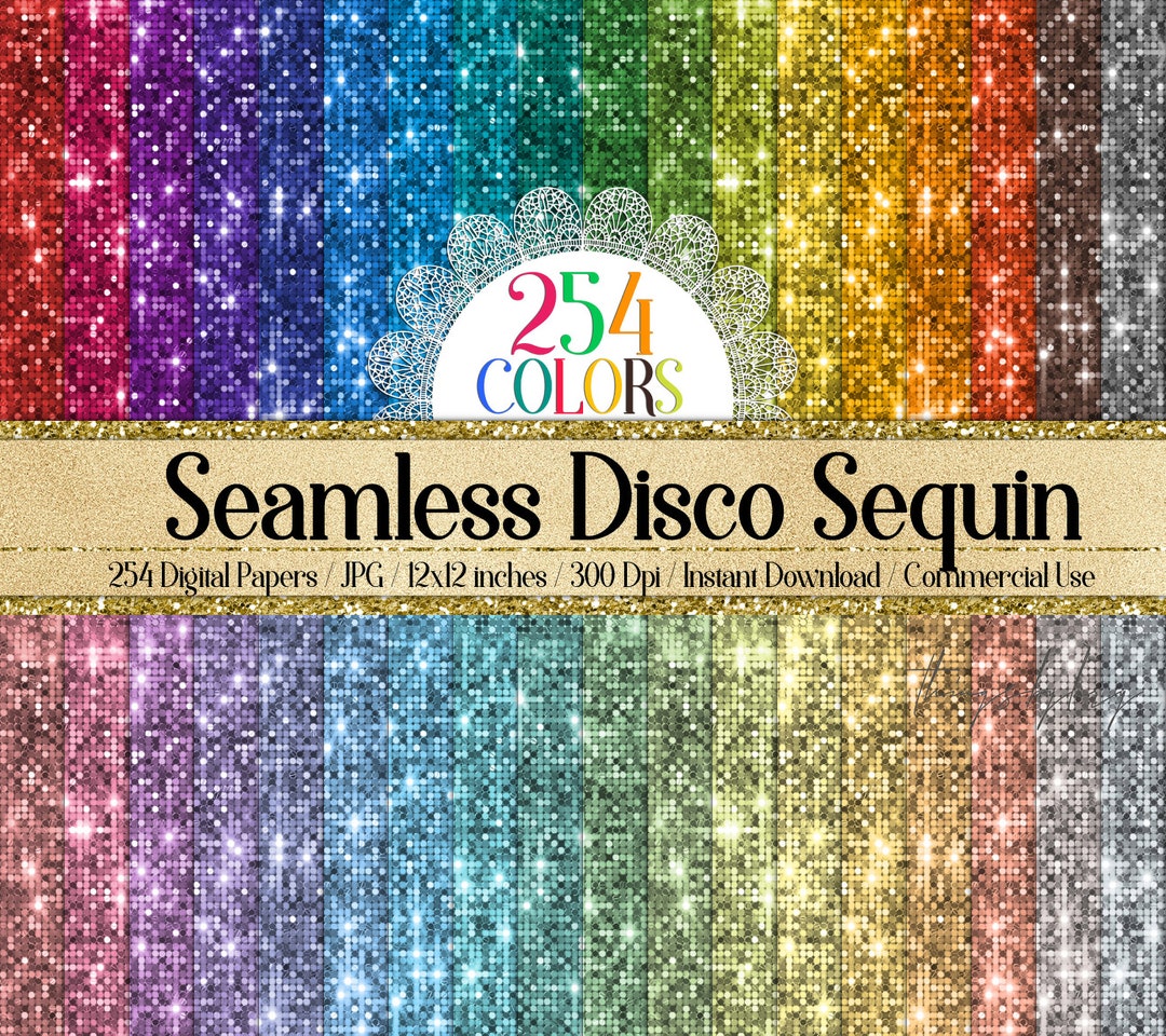 254 Seamless Glowing Bling Bling Disco Sequin Digital Papers Commercial ...