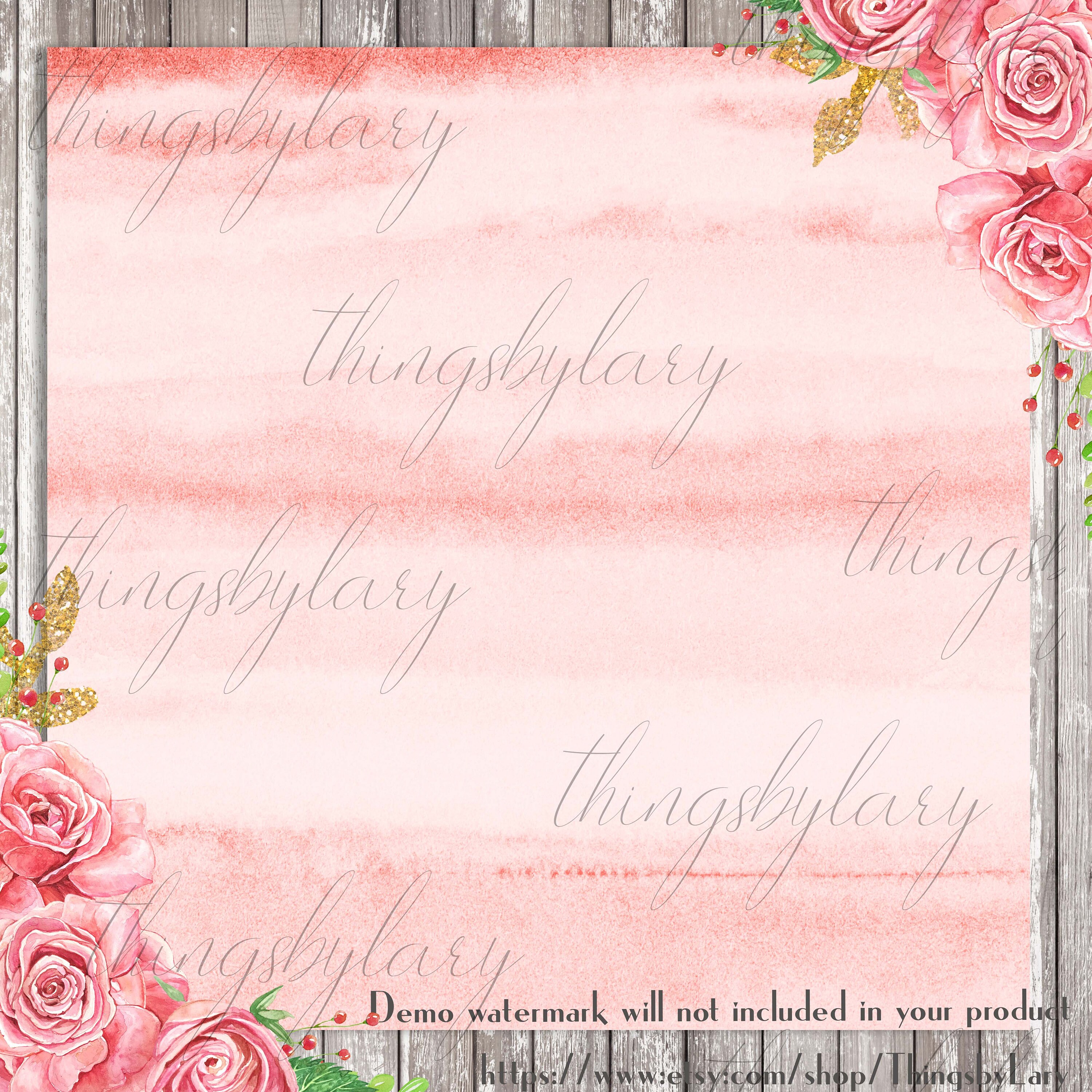 30 Ombre Coral Watercolor Digital Papers 12x12 Inch 300 Dpi Instant ...