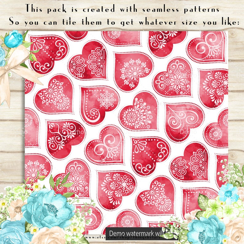 100 Watercolor Ethnic Heart Papers 12 Inch300 Dpi Planner - Etsy