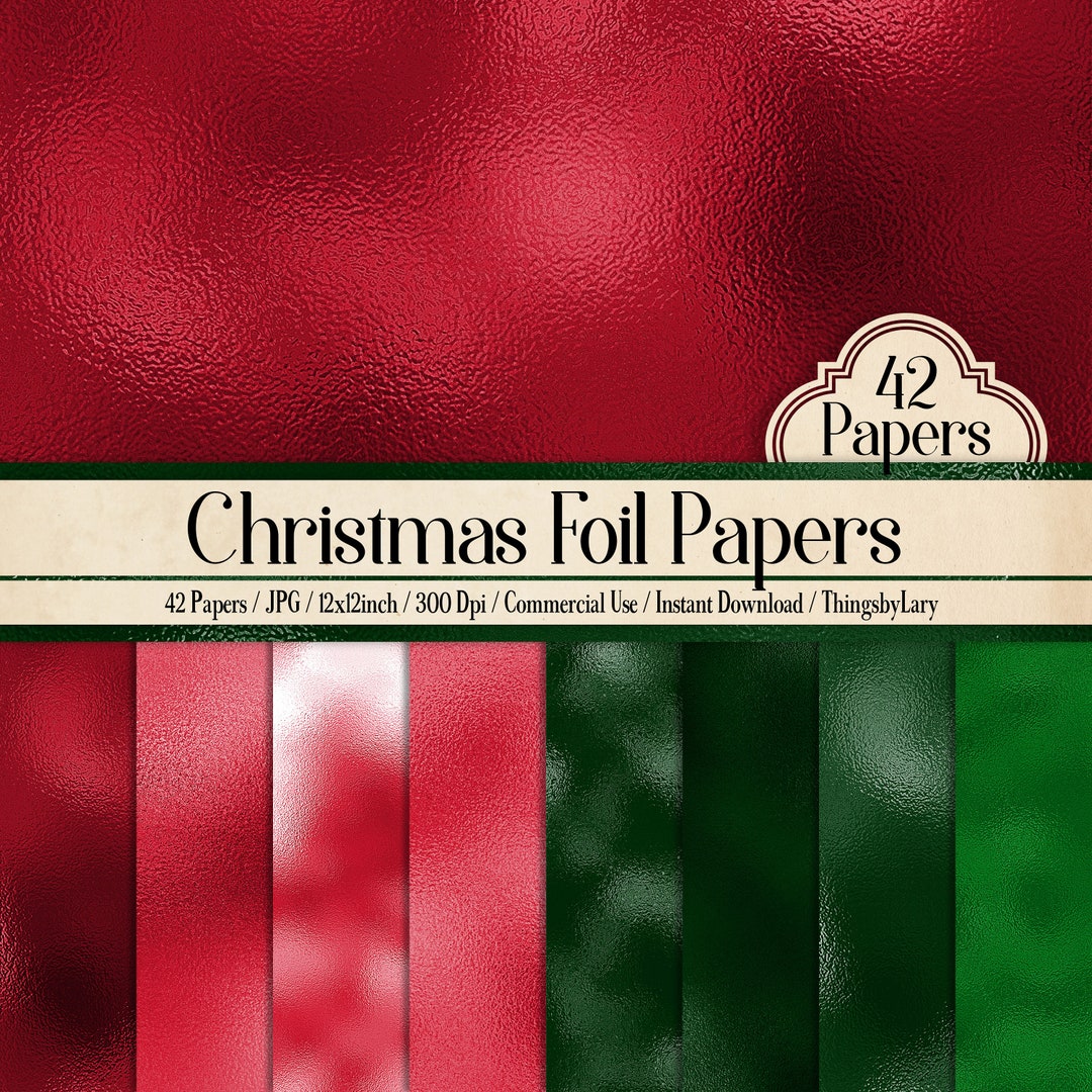 42 Christmas Foil Papers 12 Inch, 300 Dpi Planner Paper, Commercial Use ...
