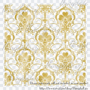 42 Gold Foil Seamless Damask Ornament Overlays 12inch Transparent PNG ...