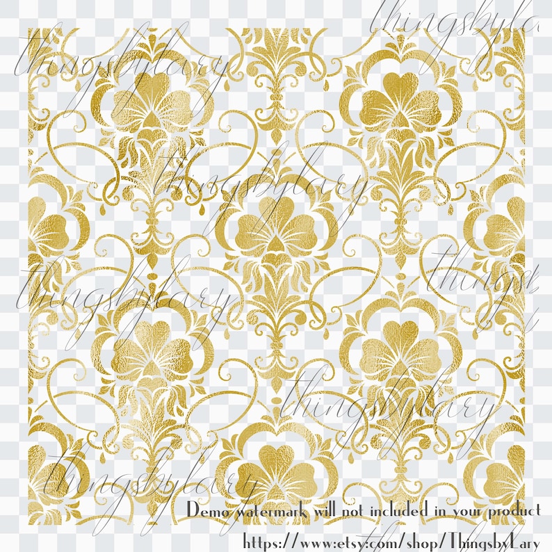 42 Gold Foil Seamless Damask Ornament Overlays 12inch | Etsy