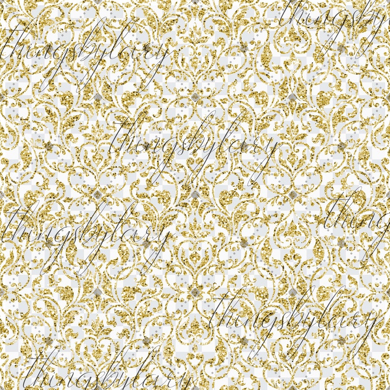 42 Gold Glitter Seamless Damask Ornament Overlays 12inch Transparent ...