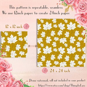 100 Seamless White Autumn Leaf Digital Papers 12 Inch 300 Dpi ...