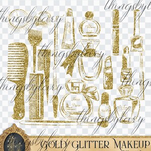 Gold Glitter Makeup Set, 300 Dpi, Instant Download, Commercial Use ...