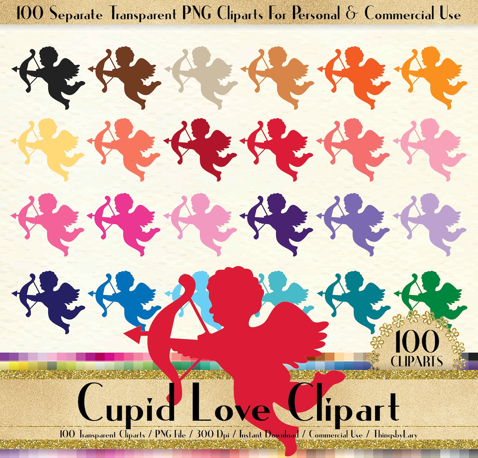 100 Cupid Clipart, Love Digital Clip Art, Valentine Clipart, 100 PNG ...