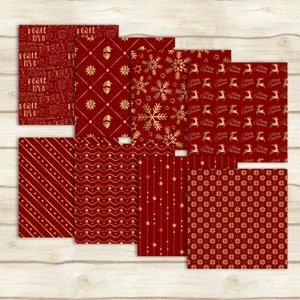 24 Red & Gold Christmas Digital Papers 12 X 12 Inch 300 Dpi Instant ...