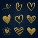 30 Gold Glitter Hand Drawn Heart Clip Arts 300 Dpi Instant Download ...