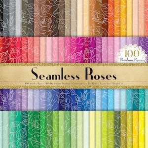 100 Seamless Roses Pattern Papers in 12" X 12", 300 Dpi Planner Paper ...