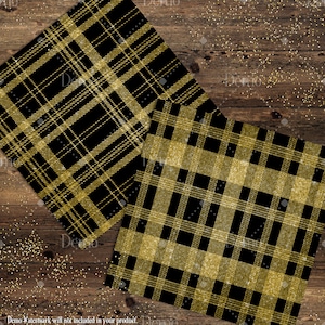 16 Gold Glitter Tartan Plaid Gingham Check Digital Papers 12inch 300 ...