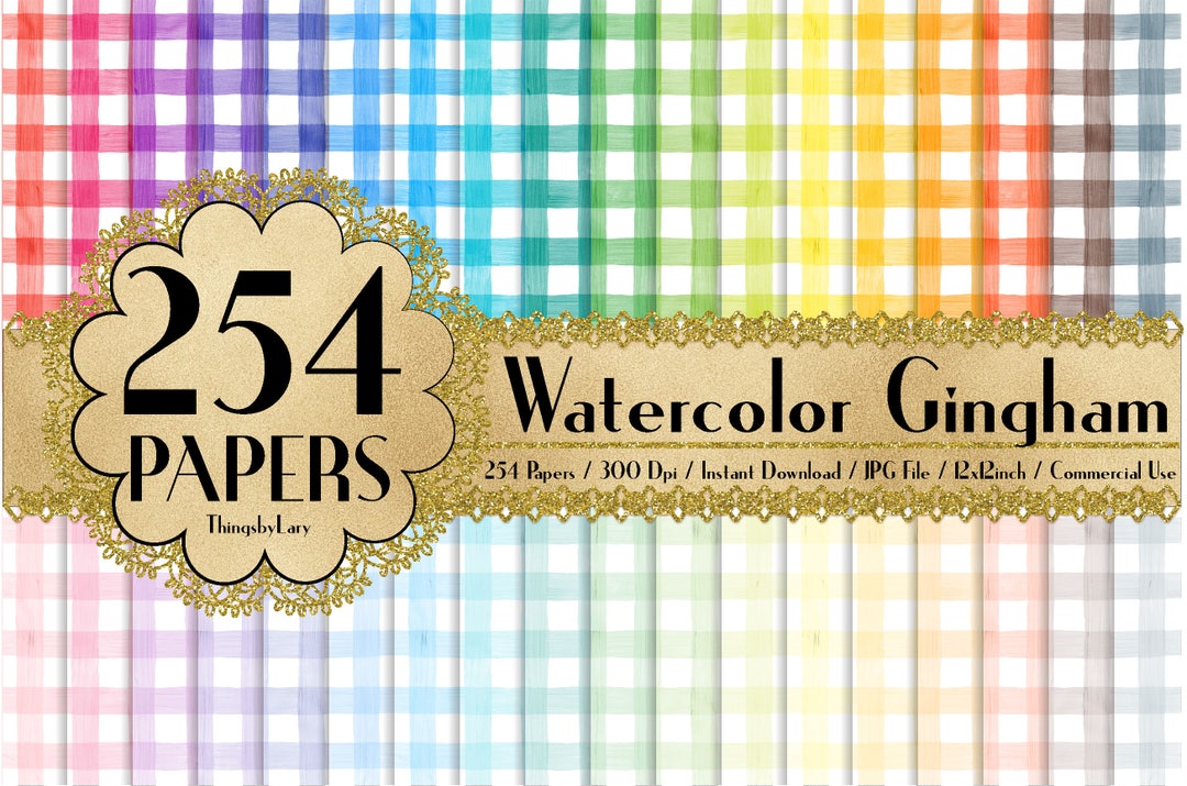 254 Seamless Watercolor Gingham Papers 12 Inch 300 Dpi Instant Download ...