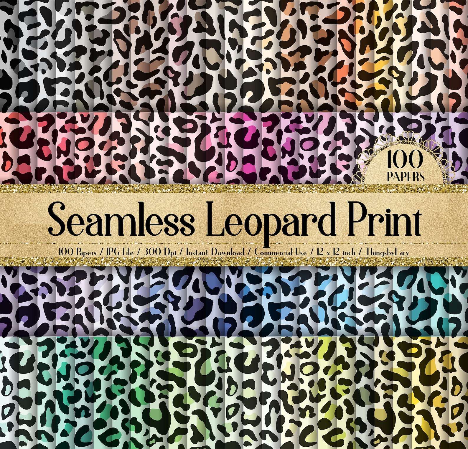 100 Seamless Leopard Print Papers in 12x12 300 Dpi Planner Paper ...