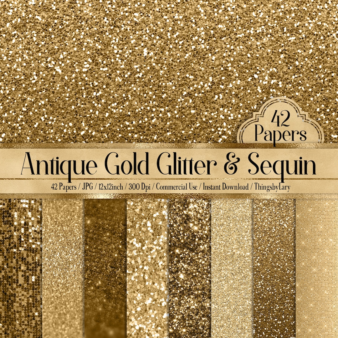 42 Antique Gold Glitter and Sequin Papers 12 Inch 300 Dpi Instant ...