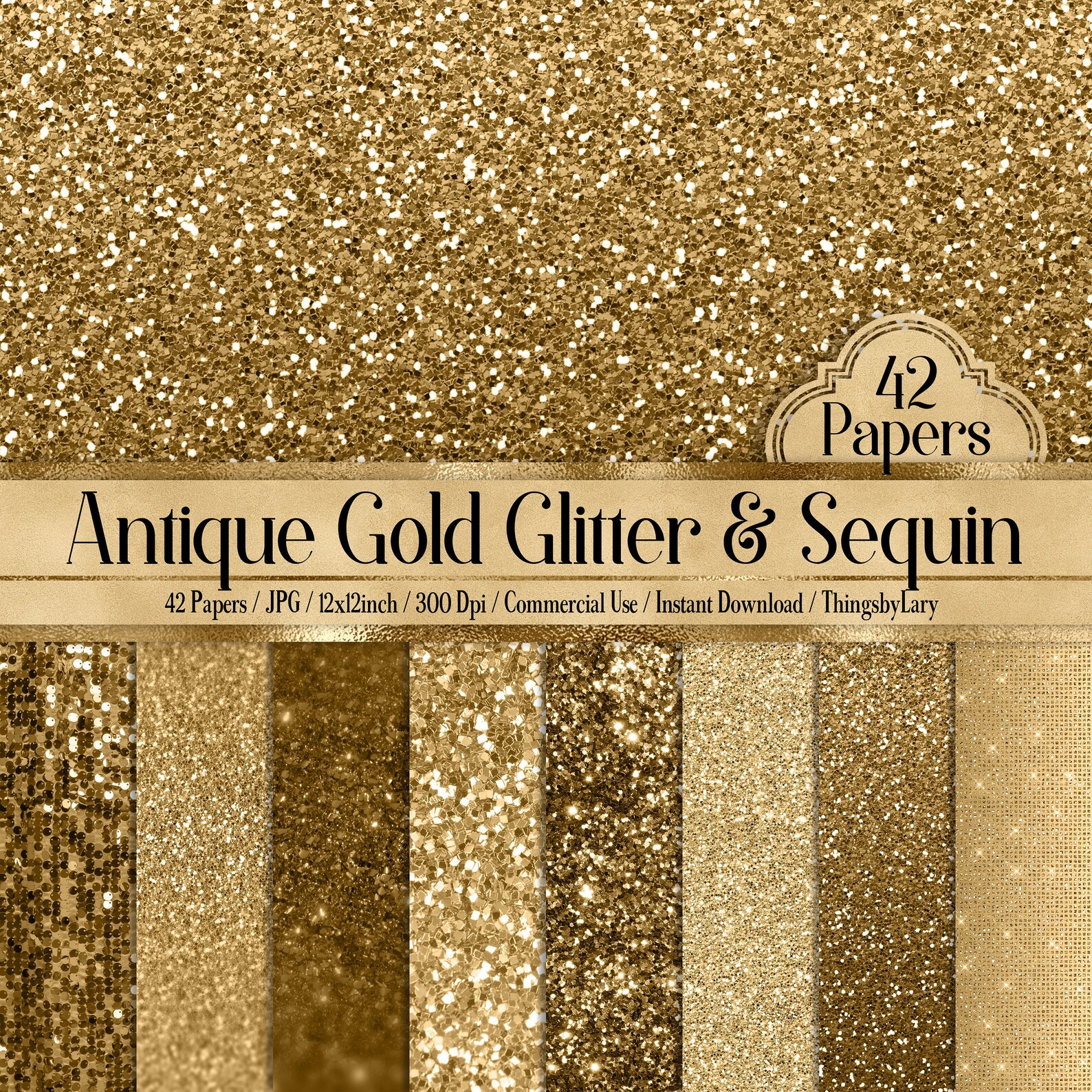 42 Antique Gold Glitter and Sequin Papers 12 Inch 300 Dpi - Etsy